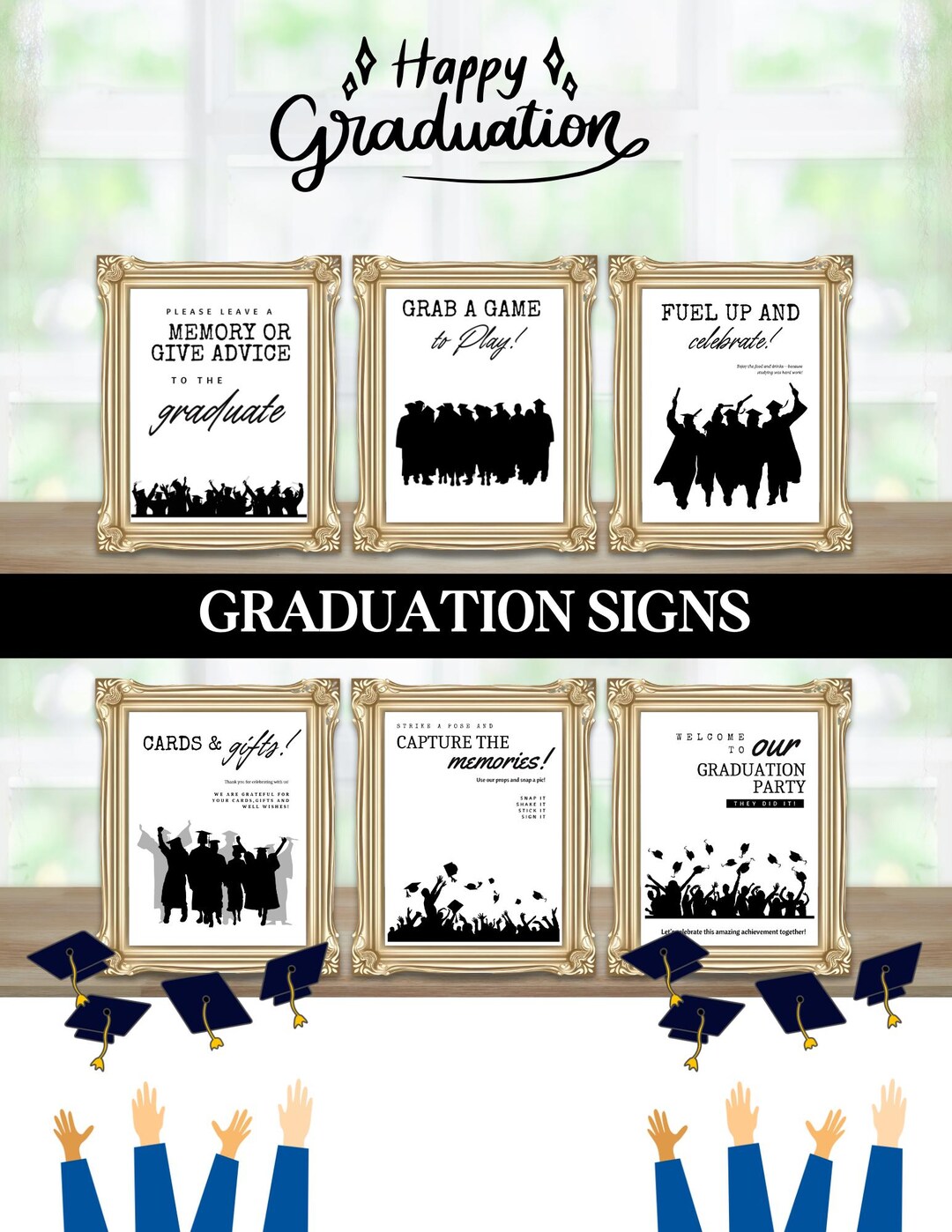 The Graduate Signs,graduation Signs Bundle Modern Graduation Table ...