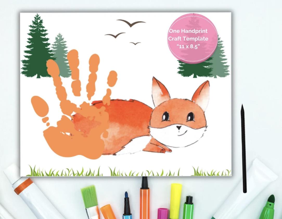Fox Handprint Art Craft,handprint Art Craft for Preschoolers, Woodland ...