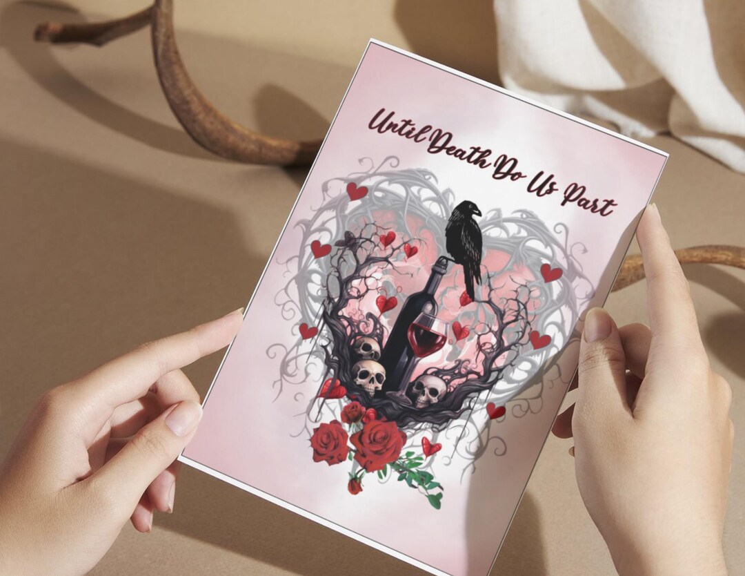 Gothic Valentine Card,dark Humor, Raven & Skulls,goth Valentine,dark ...