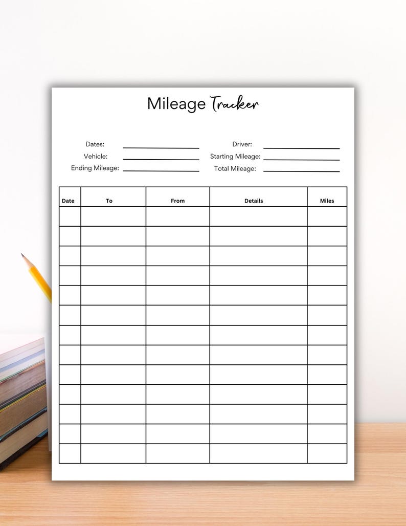 Mileage Tracker, Work Trip Log, Vehicle Expense, Travel Record,car ...