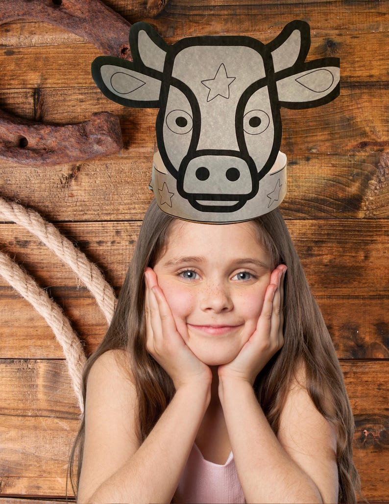 Farm Animal Paper Crown: Kids Coloring Craft Activity (PDF Download ...