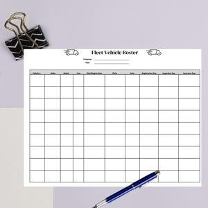 Printable Fleet Vehicle Roster, Company Truck Tracker, Fleet Management ...