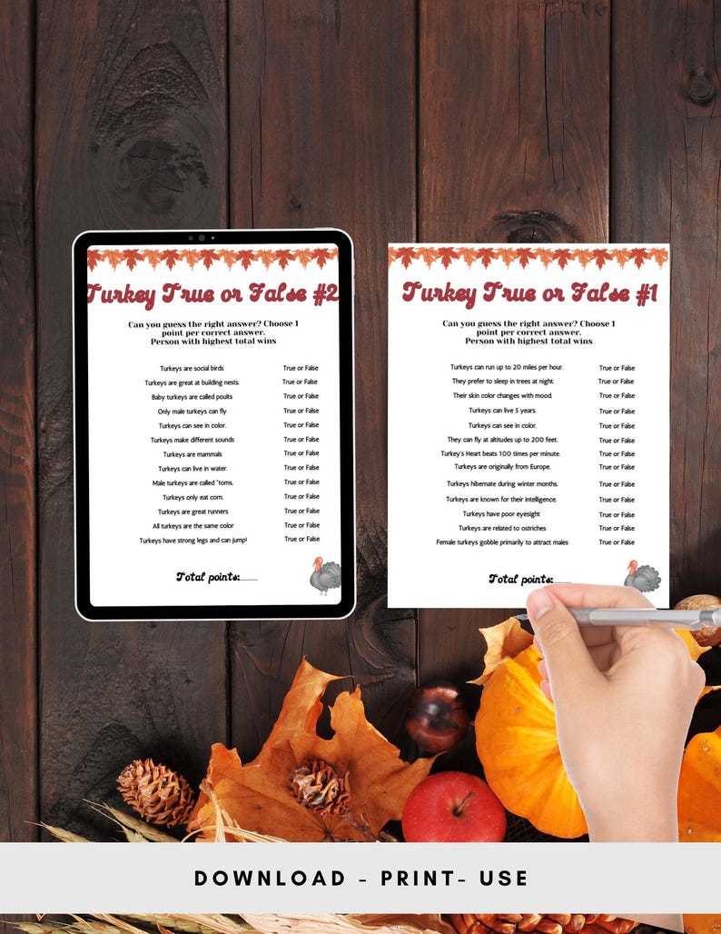 Turkey Trivia, Turkey Themed Quiz Game, Turkey Facts & Falsehoods, 2 ...