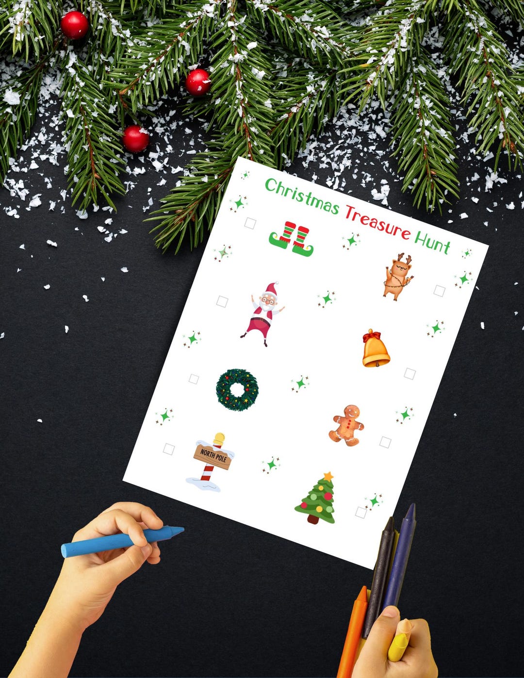 Printable Christmas Treasure Hunt,printable Preschool Game for ...