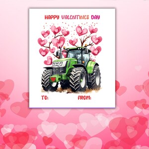 Tractor Themed Valentine's Day Cards, Tractor School Valentines,green ...