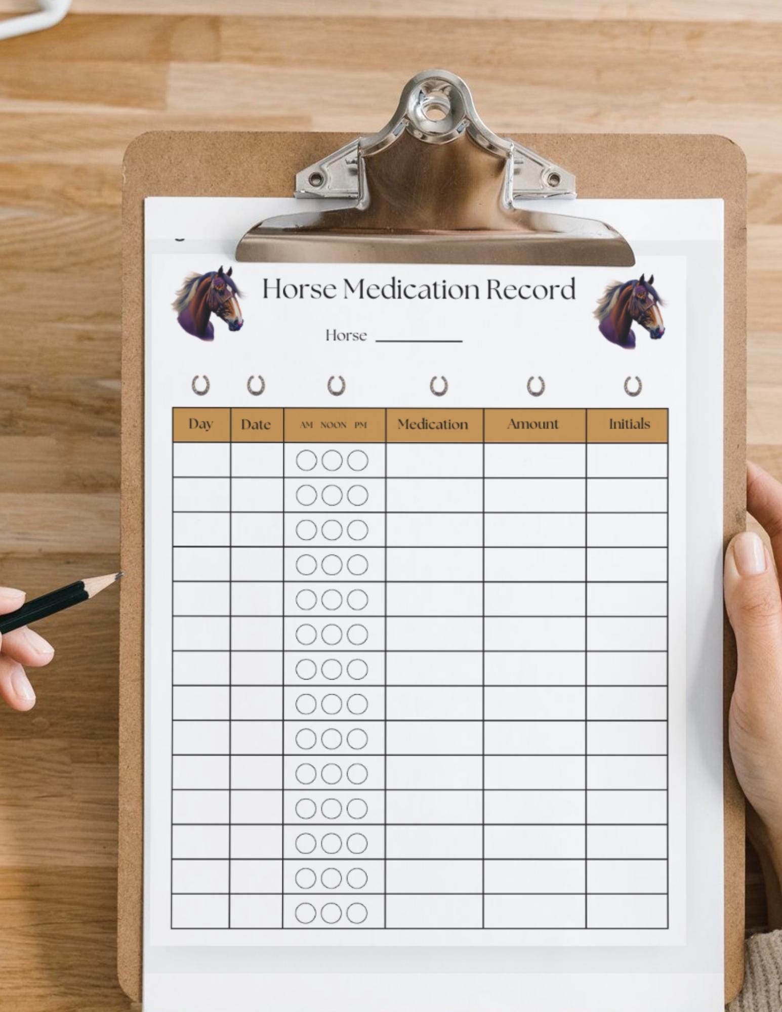 Horse Medication Record Chart,printable Pill Log,equine Health Tracker ...