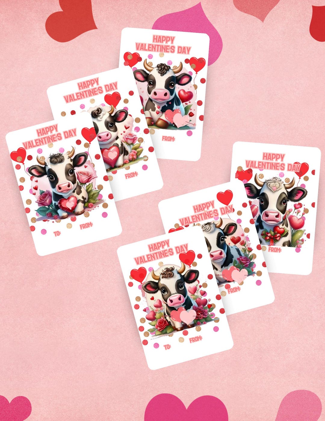 Cow Valentines, Valentines Cards/ Tags With Cows,cute Cows for ...