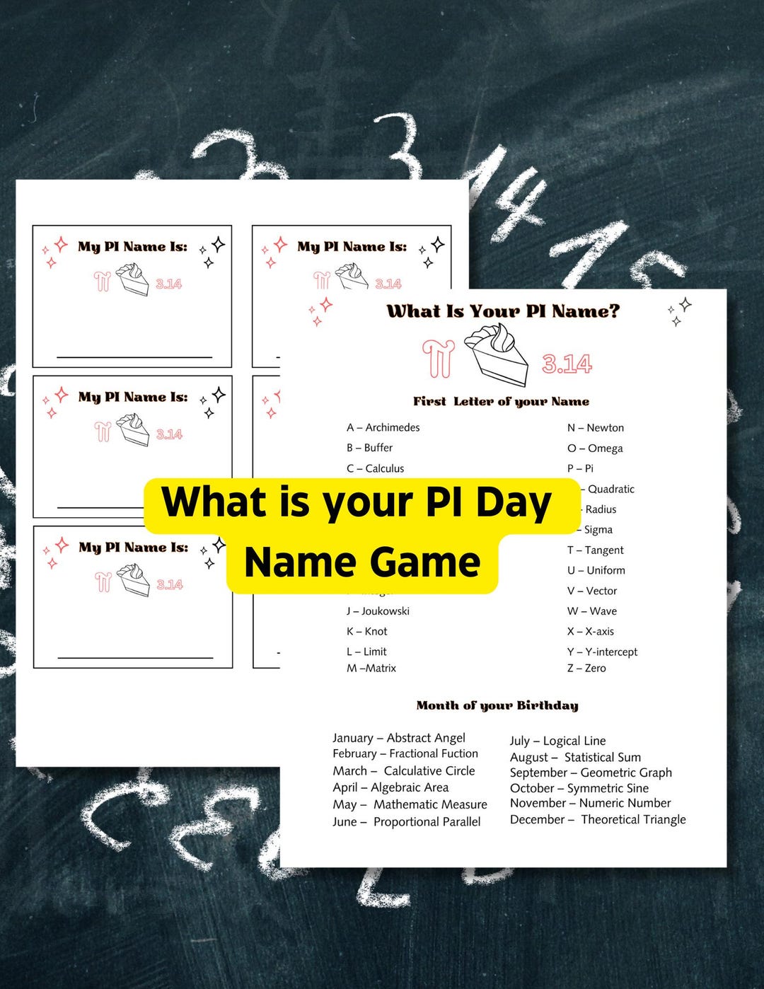 What is Your PI Day Name,pi Day Themed Name Game, Pi Day Party Game, PI Day Name Game Activity ...