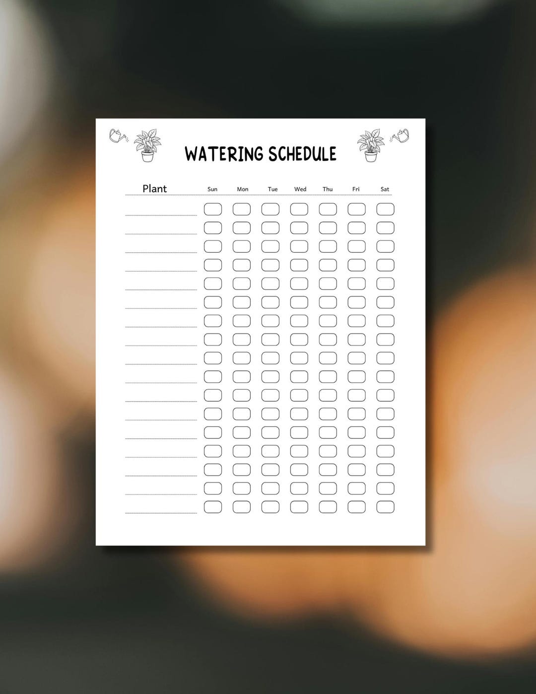 Plant Watering Printable Weekly Schedule Indoor & Outdoor Plant Care ...