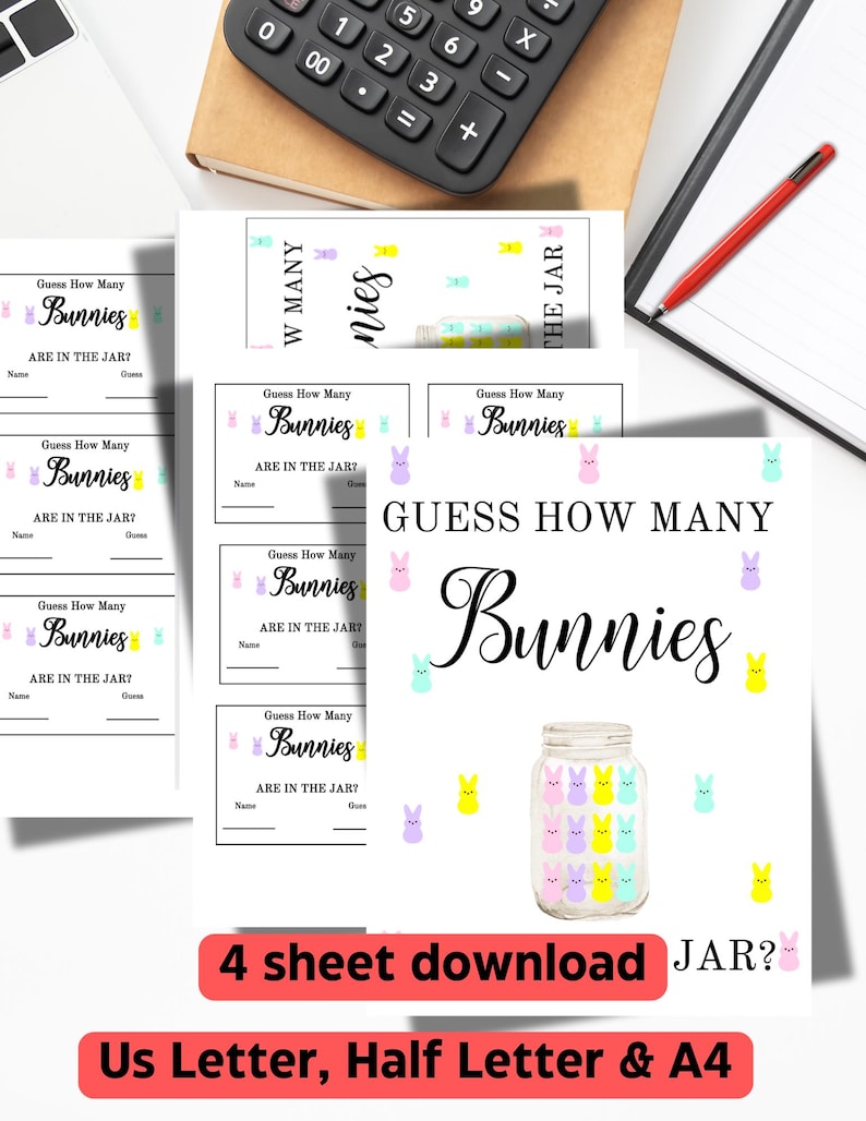Easter Bunny Guessing Game: Printable Raffle, Easter Raffle Raffle ...