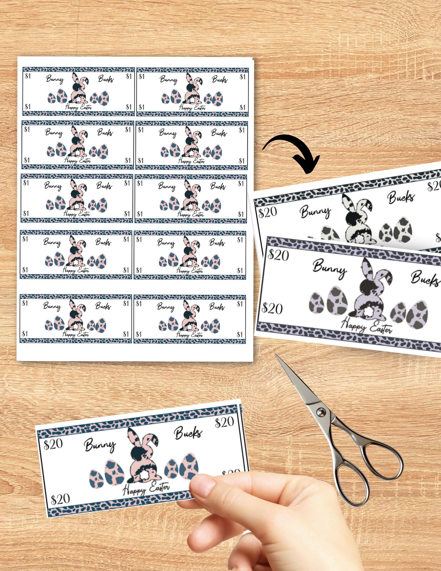 Easter Bunny Bucks: Western Cow Print, Kids Easter Gift (printable PDF ...