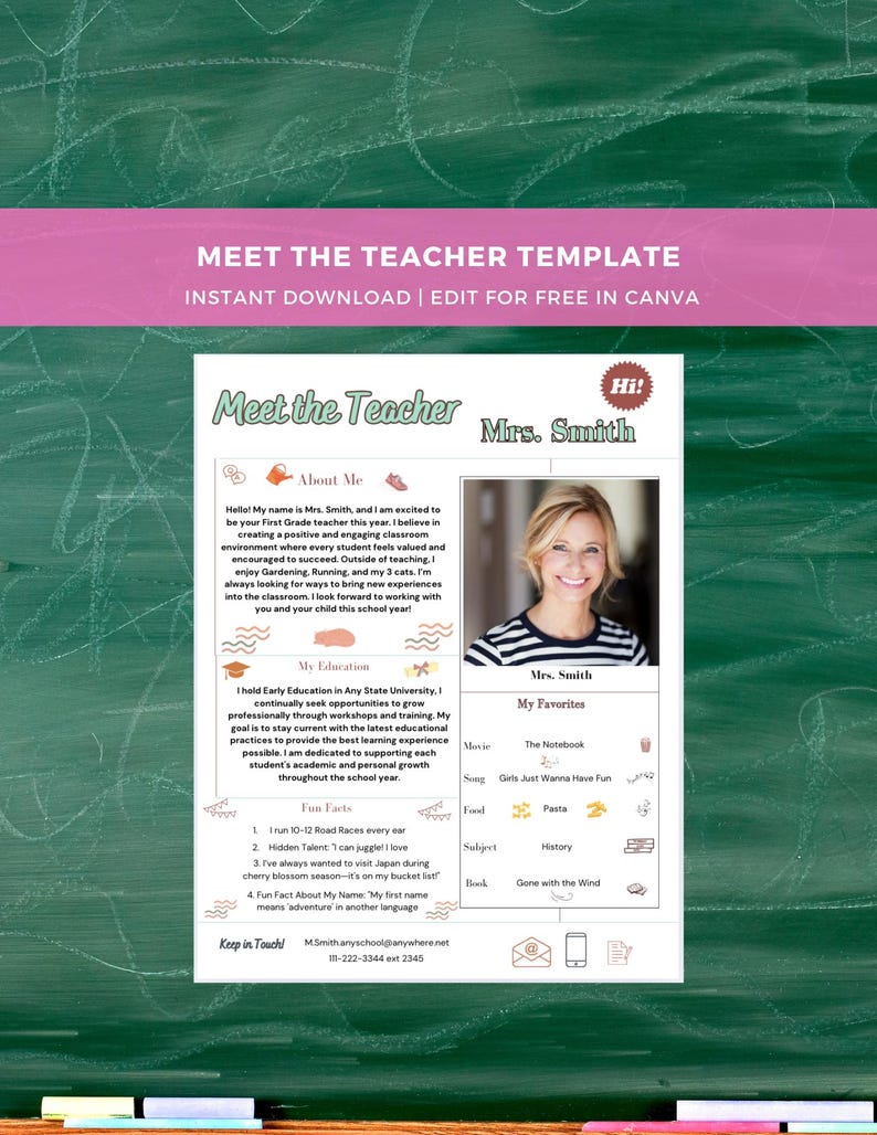Meet the Teacher Classroom Printable, Editable Template, Teacher Flyer ...