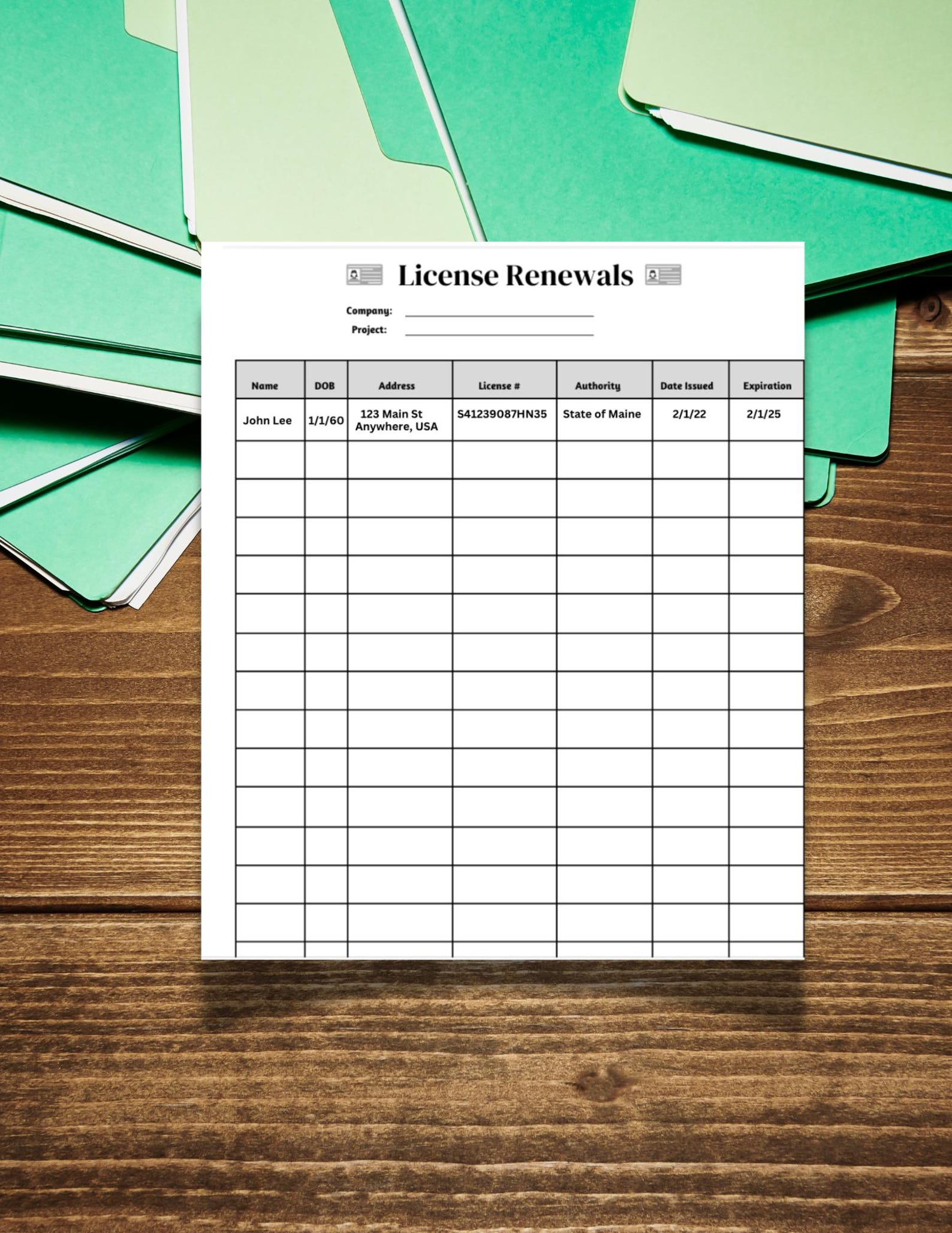 Printable Business License Renewal Tracker,professional License Renewal ...