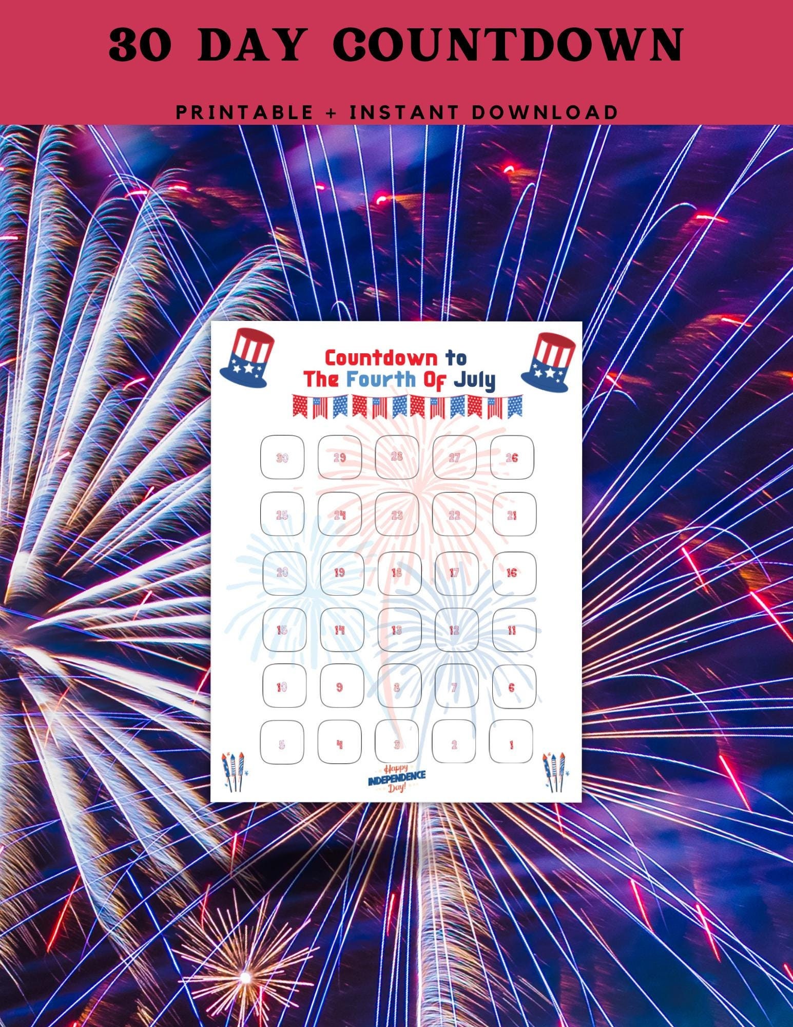 July 4th Countdown Calendar, Independence Day Countdown, Summer ...