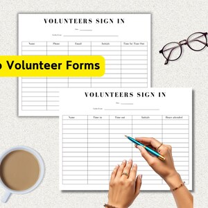 Volunteer Sign-in Sheet,printable Sign-up Form,volunteer Registration ...