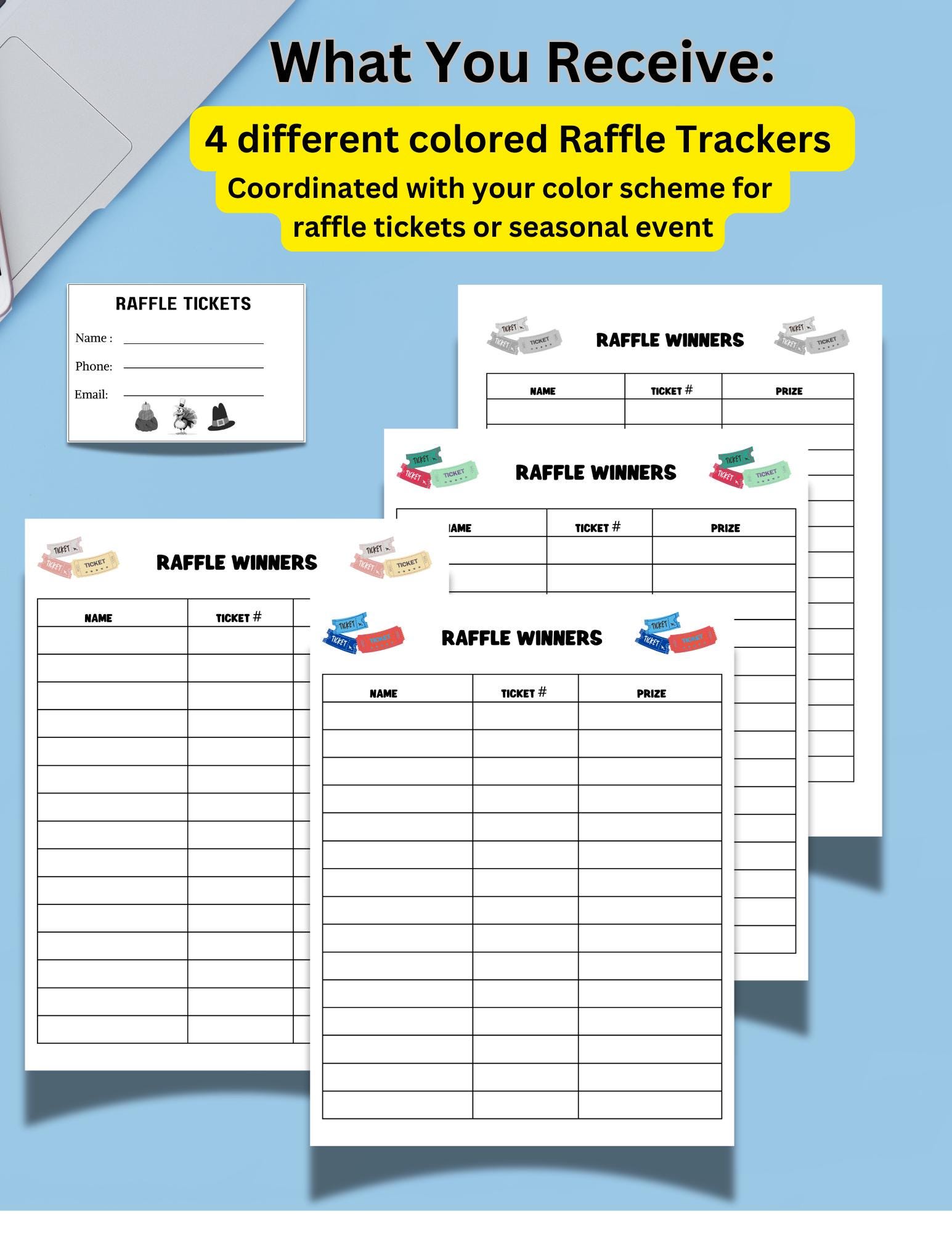 Raffle Ticket Tracker: Winner & Prize Log,ticket Tracker Printable ...