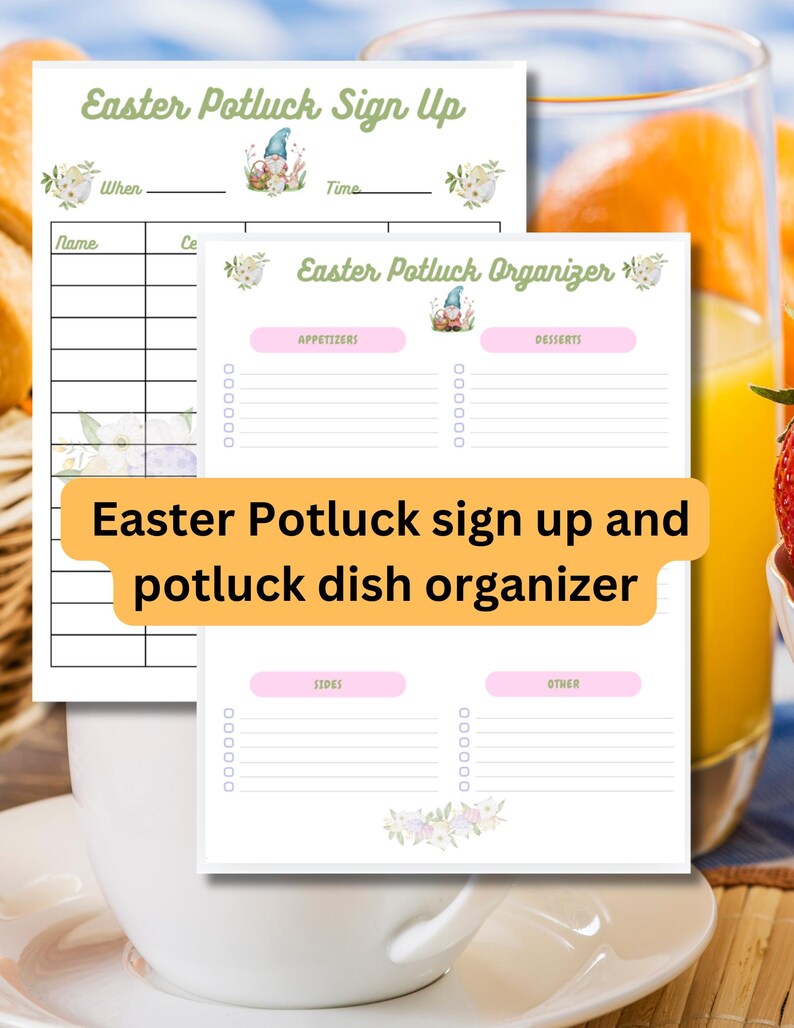 Printable Easter Potluck Sign up Sheet,easter Food Sign up Sheet ...
