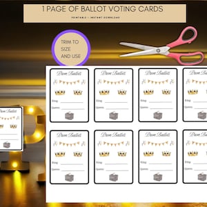 Prom King & Queen Voting Ballots: Printable Voting Cards (PDF), Prom ...