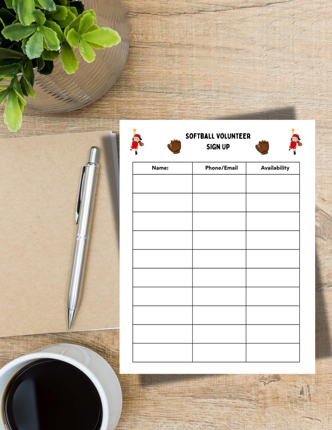 Softball Volunteer Sign-up Sheet: Printable Baseball Team Schedule (PDF ...