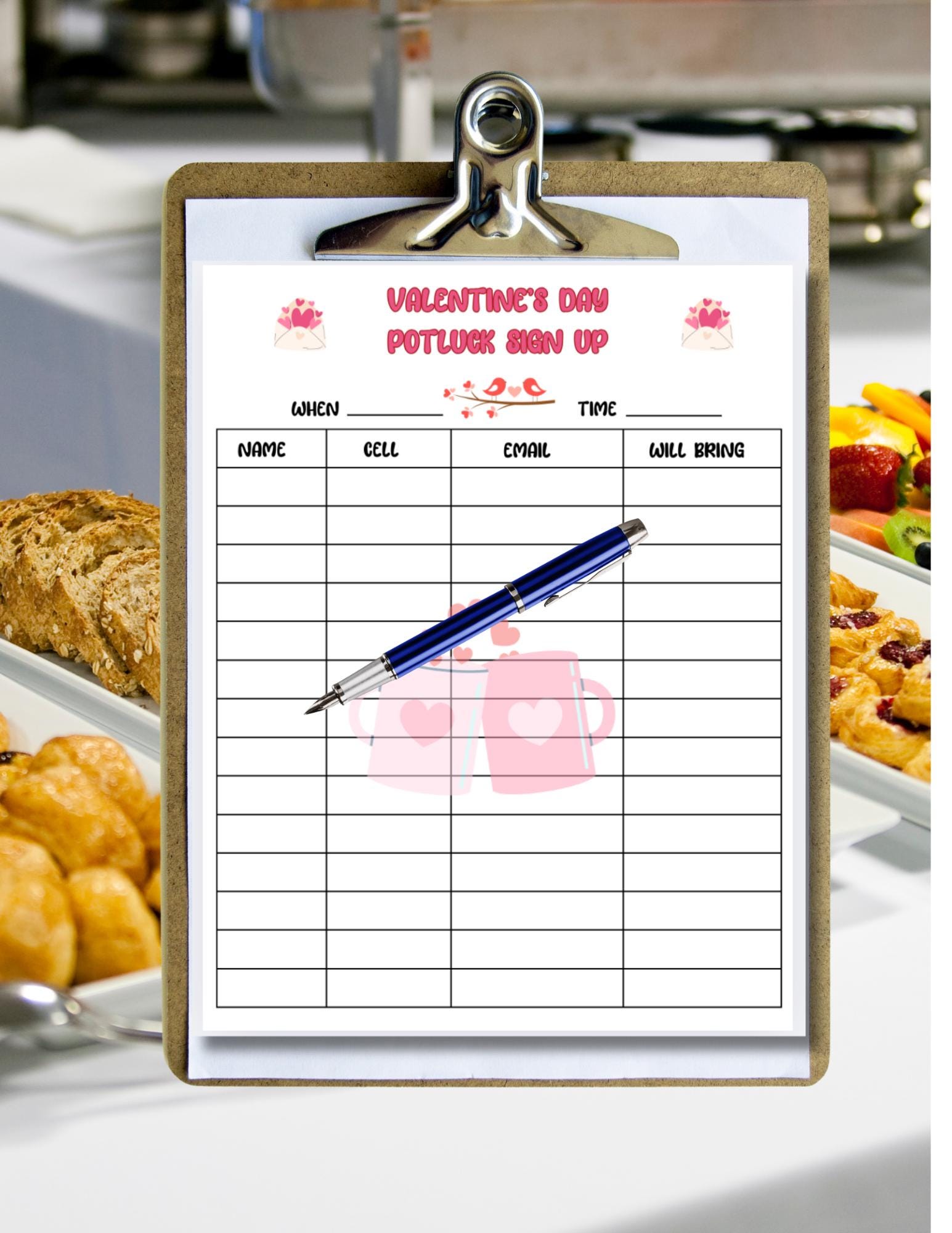 Valentines Potluck Sign-up Sheet, Valentine's Day Party Printable Food ...