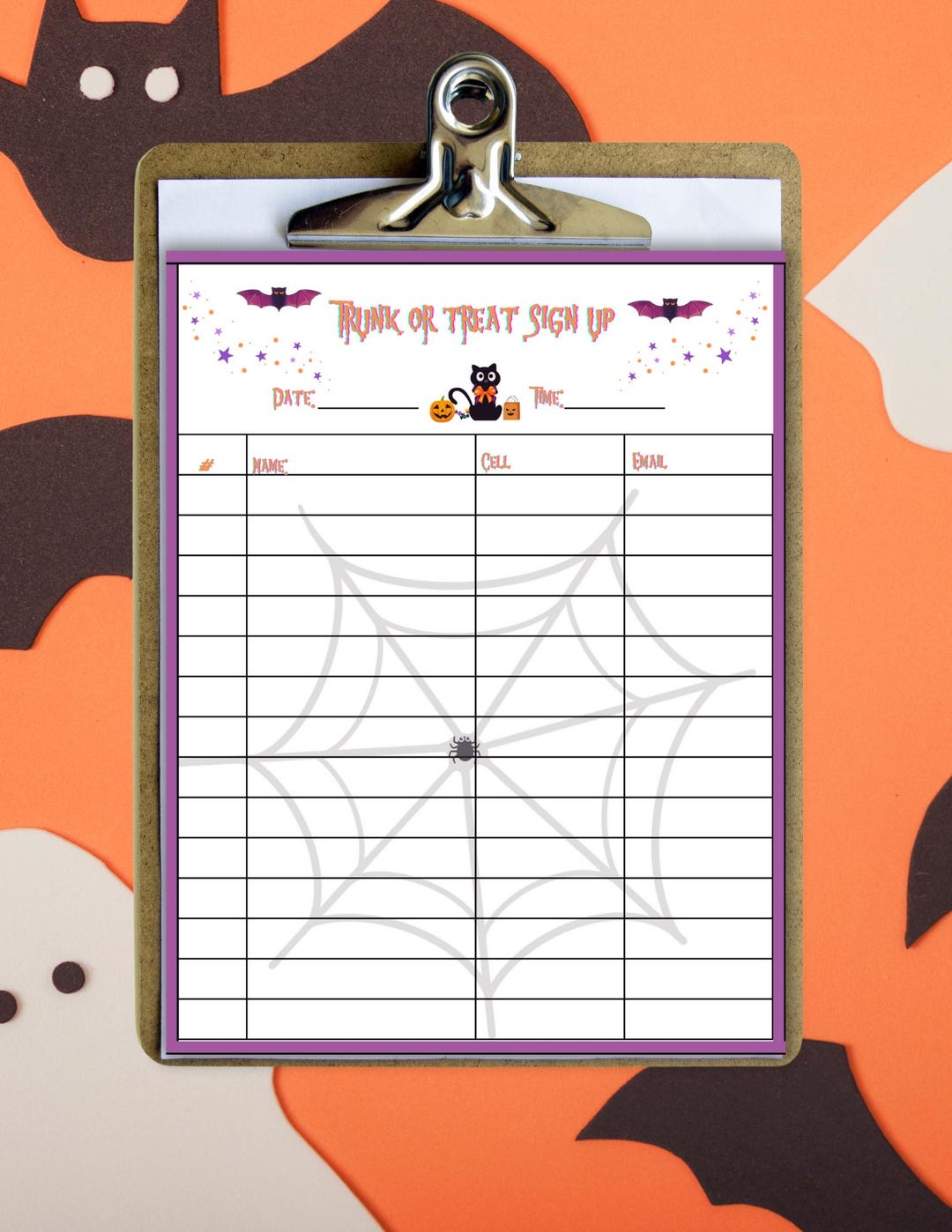 Trunk or Treat Sign up Sheet: Contestant Form (PDF Printable Digital ...