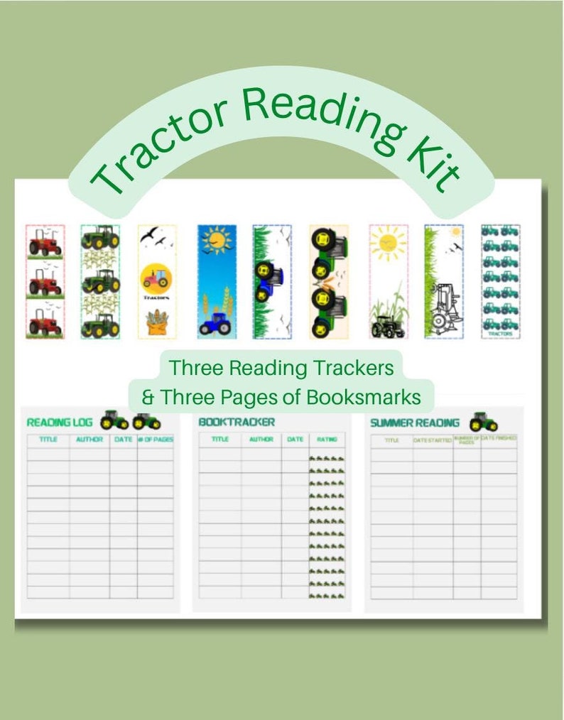 Printable Tractor Bookmarks for Kids, Tractor Themed Reading Challenge ...