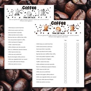 Coffee Trivia Game,true or False Party Game, Coffee Themed Game, Coffee ...