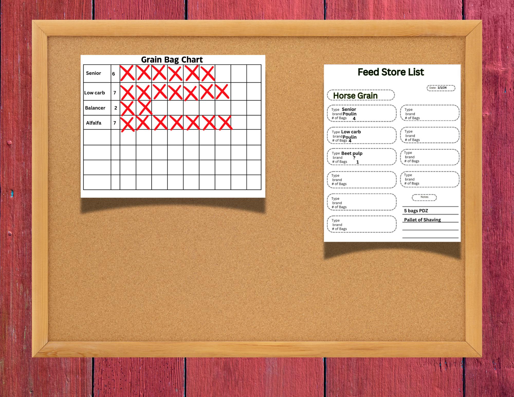 Fillable Feed/grain Bag Checklist Chart,grain/feed Inventory,equine ...