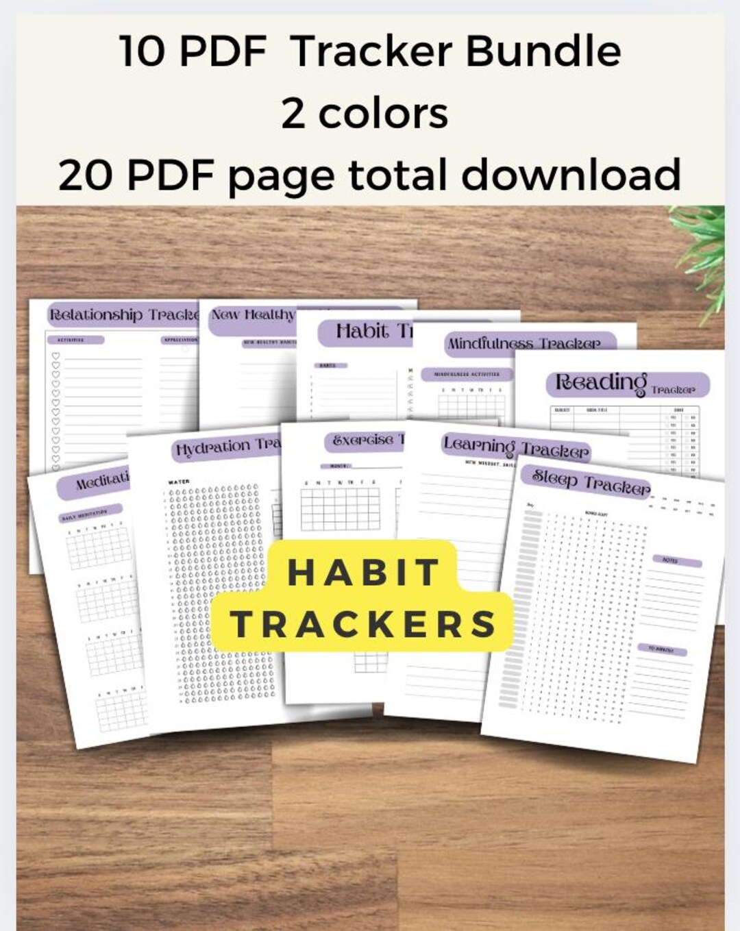 Habit Trackers Bundle Printable, Mental Health Trackers, Self Care ...