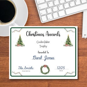 Printable Christmas Family Awards, Holiday Celebration Trophy, Festive ...