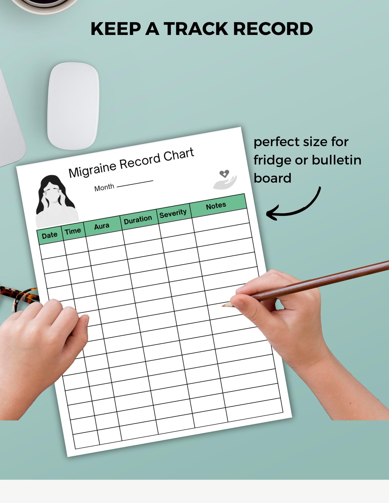 Migraine Tracker, Printable Log and Record of Migraines, Medical ...