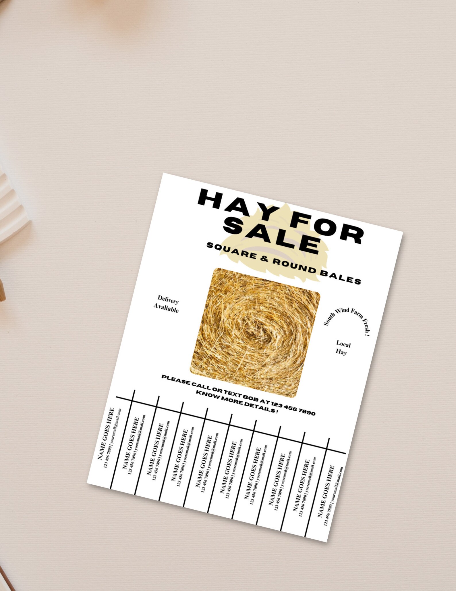 Hay for Sale Advertising Flyer Poster PDF, Tear Away Advertisement for ...