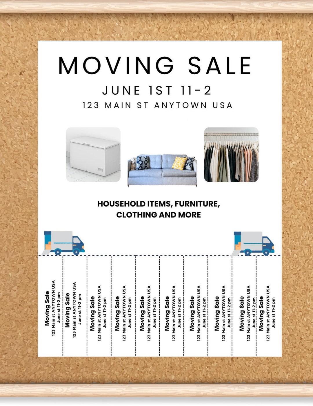 Moving Sale Poster/tear Away Flyer Editable With Pictures,moving ...