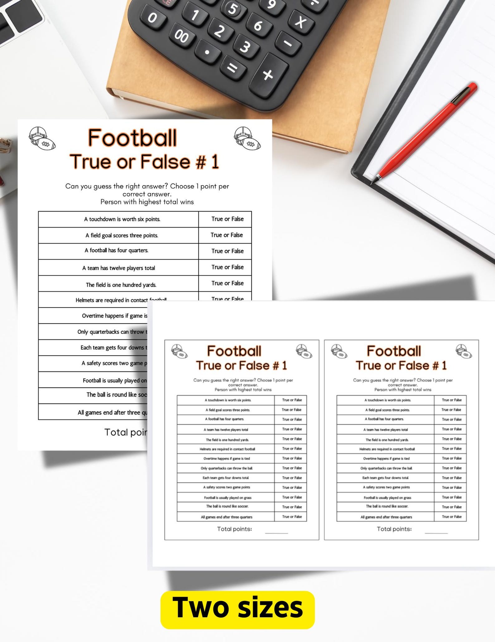 Football True or False Trivia Game,family Game Night,football Quiz ...