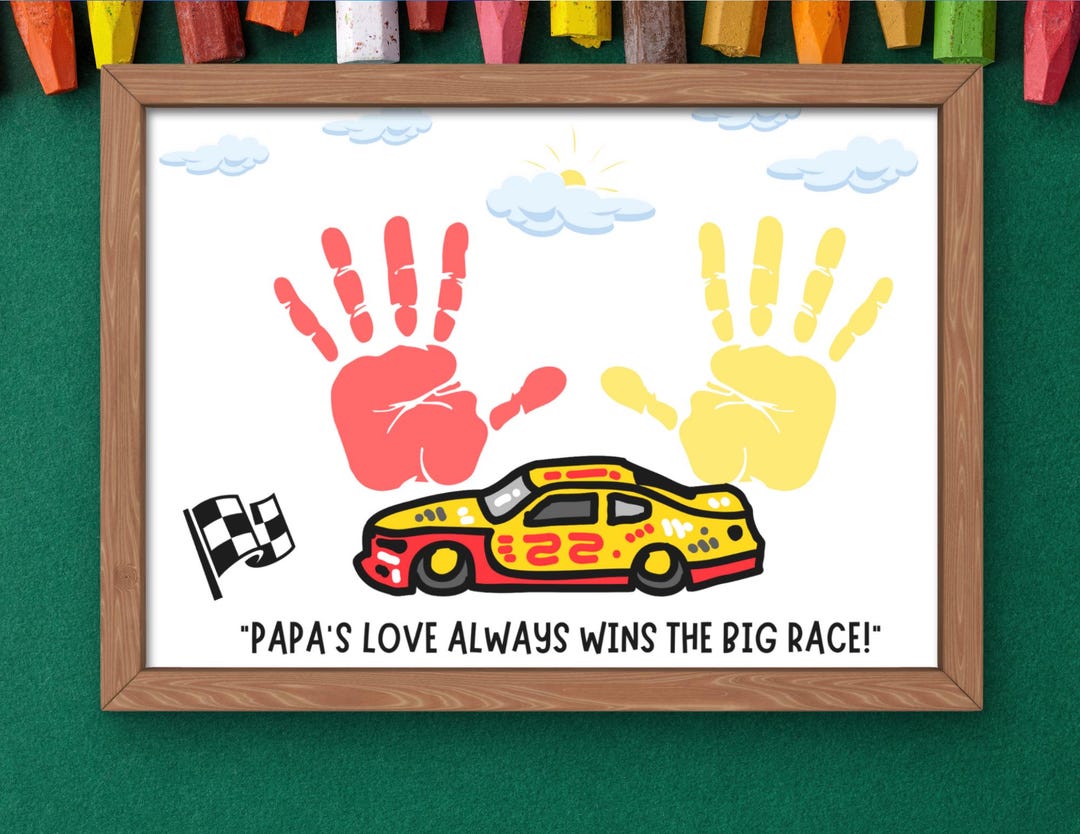 Grandfather Handprint Art: Race Car Keepsake, Grandparent's Day (PDF ...