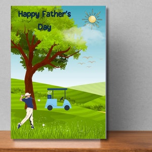 Printable Card for Fathers Day, Golf Themed, Golf Card for Dad, Happy ...