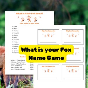 What is Your Fox Name,fox Name Game, Fox Party Game, Fox Name Game ...