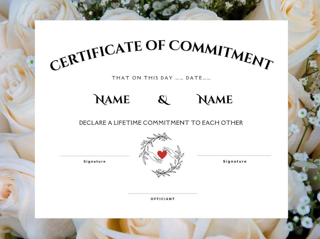 Wedding/commitment Ceremony Certificate - Etsy