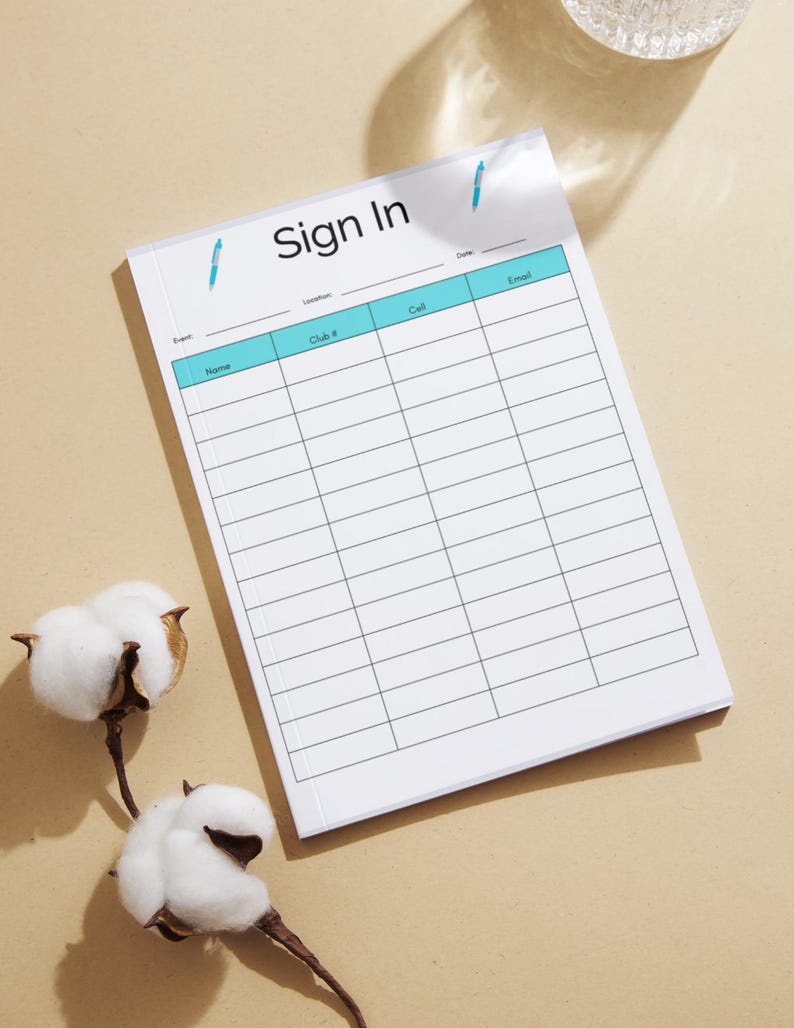 Club Sign-in Sheet: Printable Attendance Roster, Club Sign up Sheet ...