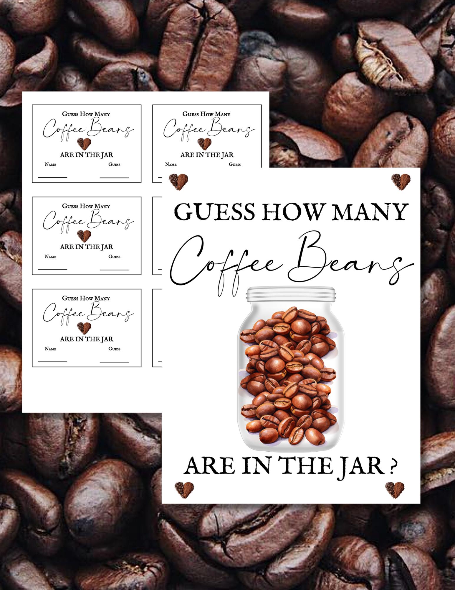 Guess How Many Coffee Beans Game,coffee Themed Raffle Game,printable ...