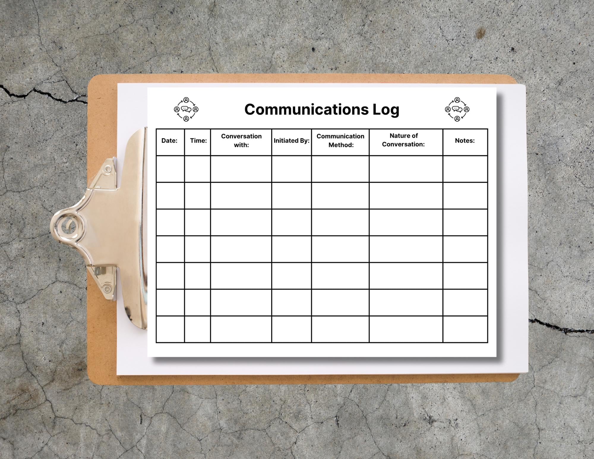 Printable Communications Log Template,client Contact Tracker, Phone Log ...