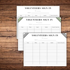 Volunteer Sign-in Sheet,printable Sign-up Form,volunteer Registration ...
