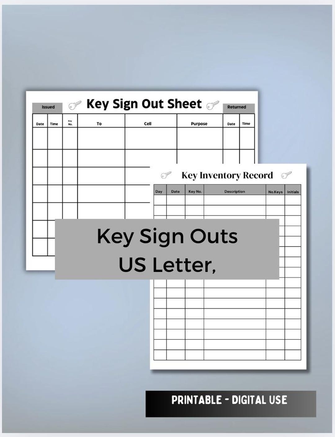 Key Sign Out Sheet & Master Key Log (PDF Download) - Etsy