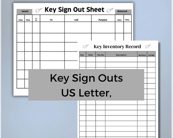 Key Sign Out Sheet, Key Sigh Out Log, Sign in Out Form, Equipment Key ...