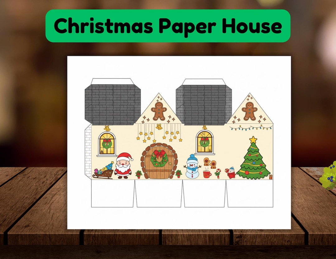 Printable Christmas Paper House Craft,holiday Village Coloring Craft ...