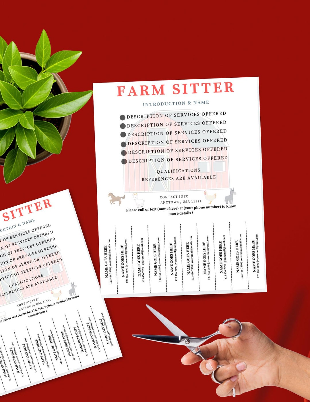 Farm Sitter Tear Away Flyer Advertisement Poster, Livestock, Horse and ...