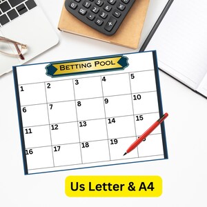 Printable Betting Pool Square Template: Game Night Chart,sports Betting ...