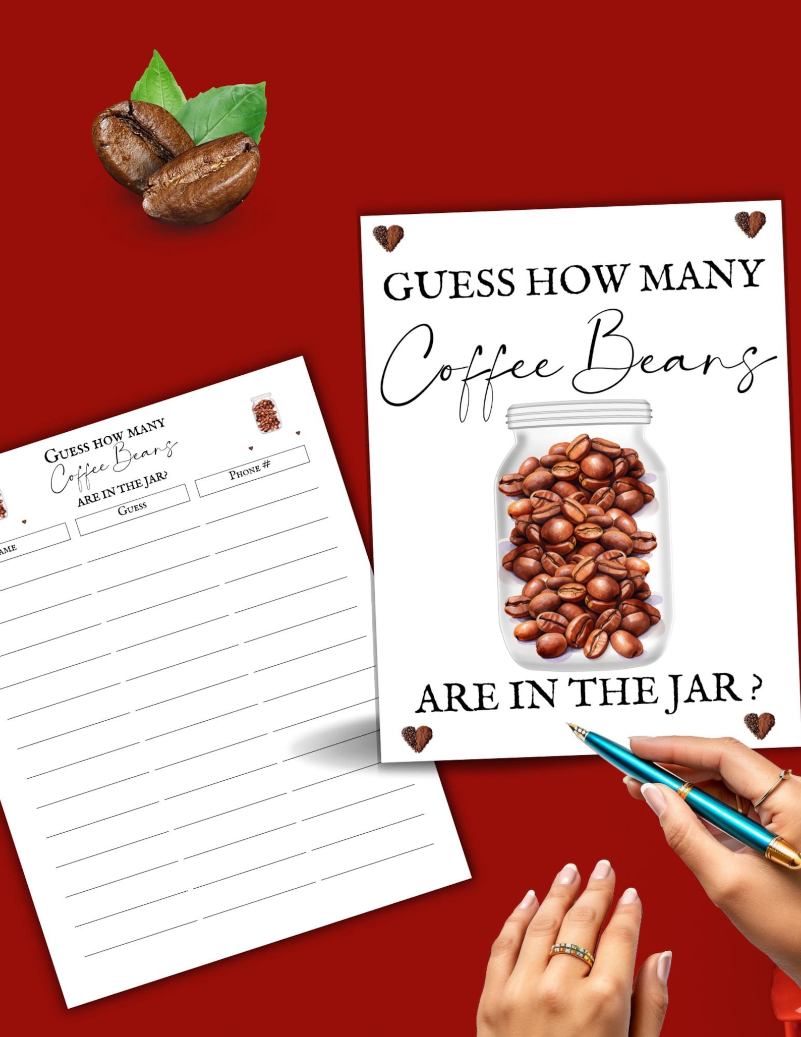 Guess How Many Coffee Beans Game,coffee Themed Raffle Game,printable ...