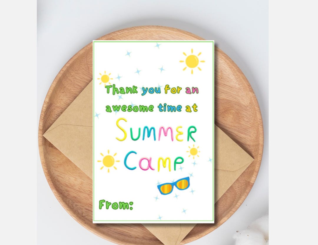 Summer Camp Gift Card Holder,teacher/counselor Thank You,printable ...