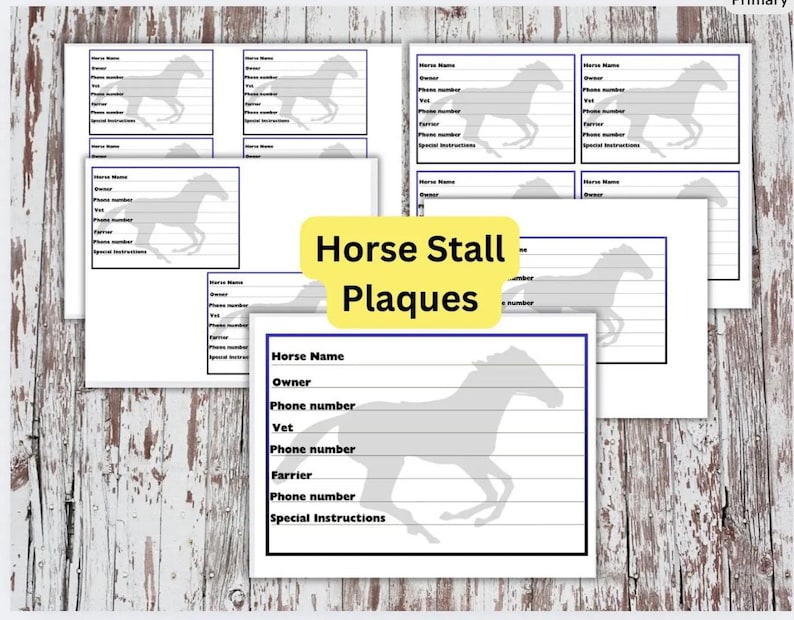 Horse Stall Sign Template,stall Sign Printable,horse Name Plate Stall ...